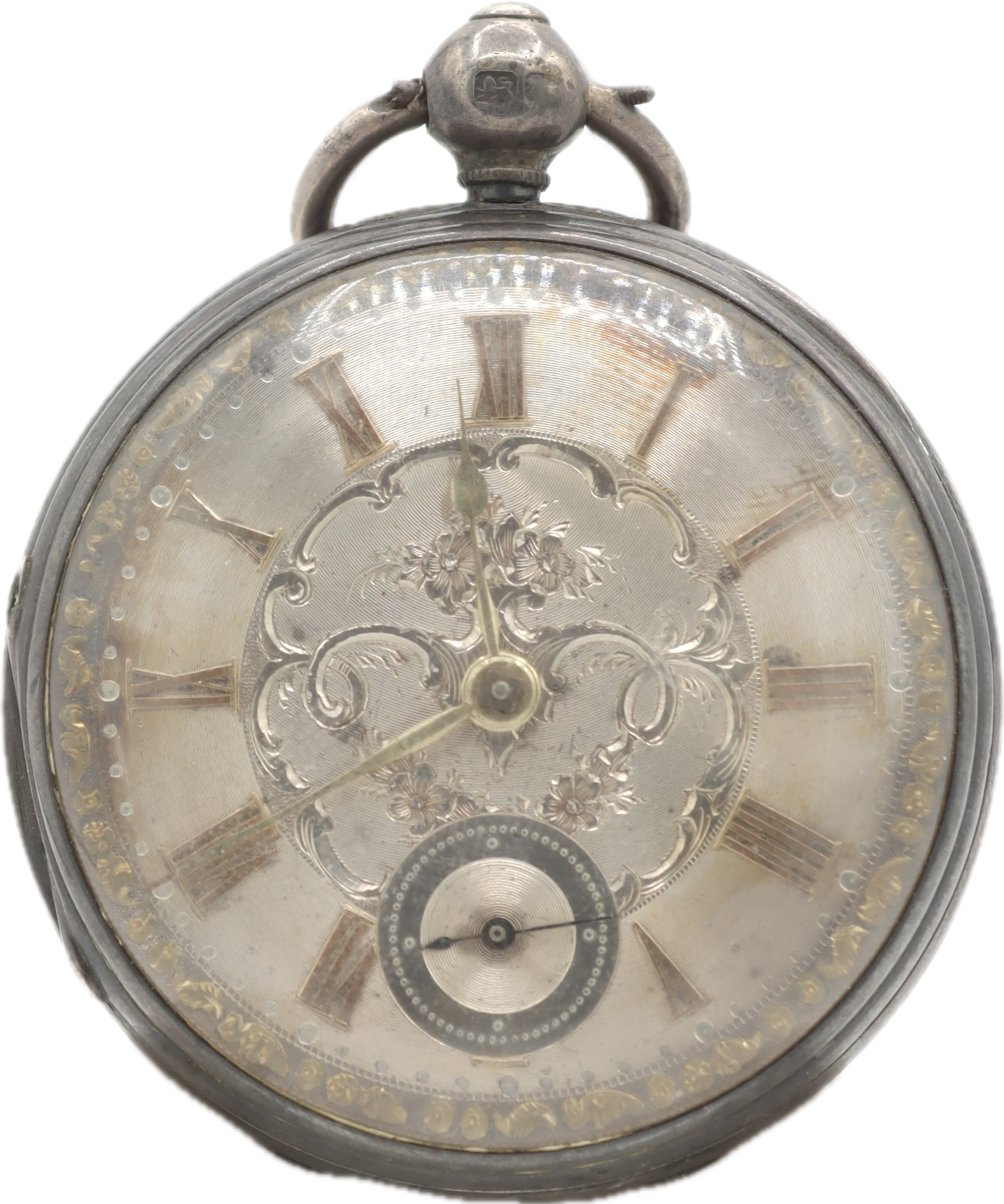 Antique Thomas Robinson Fusee Pocket Watch w Sterling Dial w Gold Indi ...