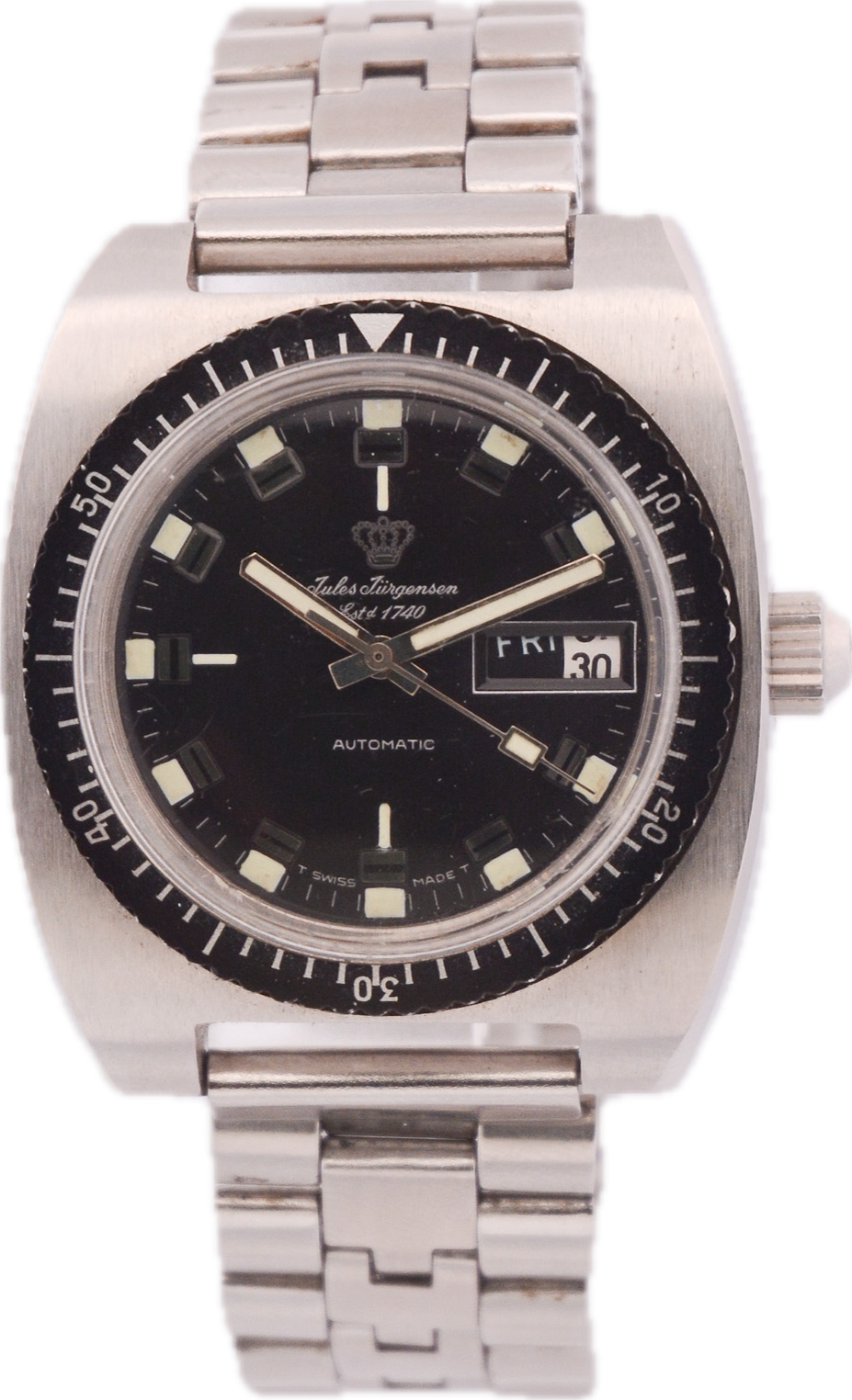 Vintage 37mm Jules Jurgensen Diver 200m Original Bracelet Men's Wristw ...