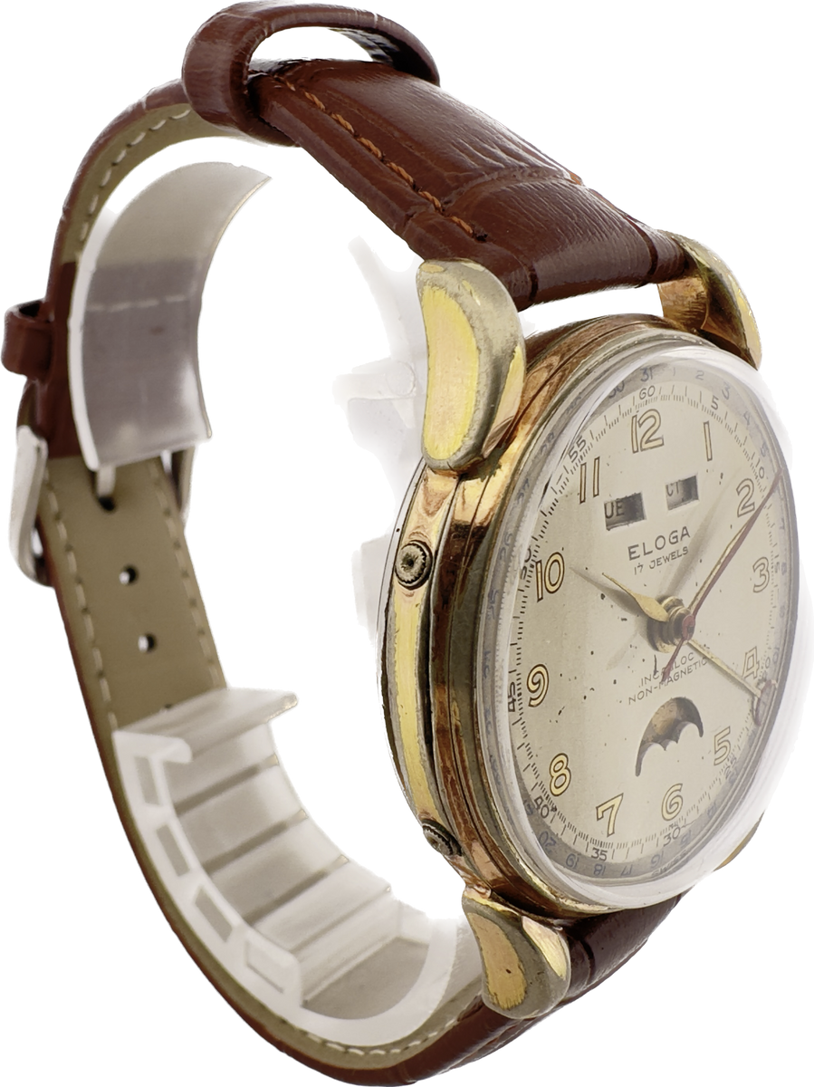 Vintage 36mm Eloga Triple Date Moonphase Men's Mechanical Wristwatch S ...