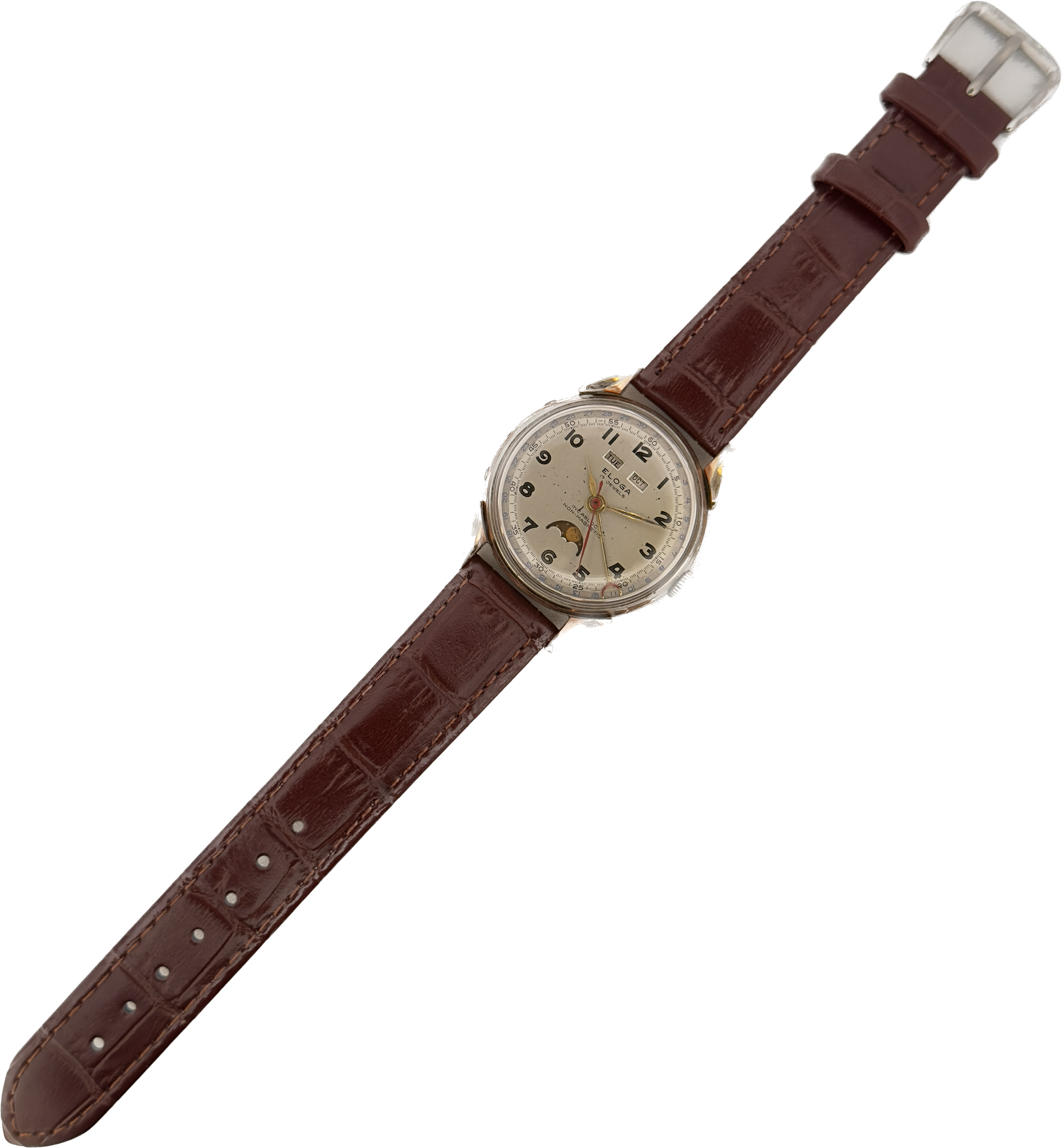 Vintage 36mm Eloga Triple Date Moonphase Men's Mechanical Wristwatch S ...