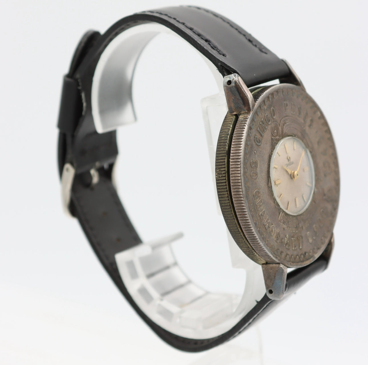 Vintage 40mm Omega Cinco Pesos Coin Watch Automatic Wristwatch Franken ...