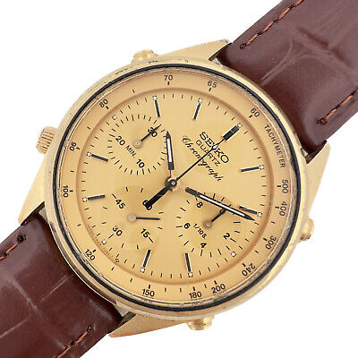 Vintage Seiko Men's Quartz Chronograph Wristwatch 7A28-7029 Gold Tone – thewatchpreserve