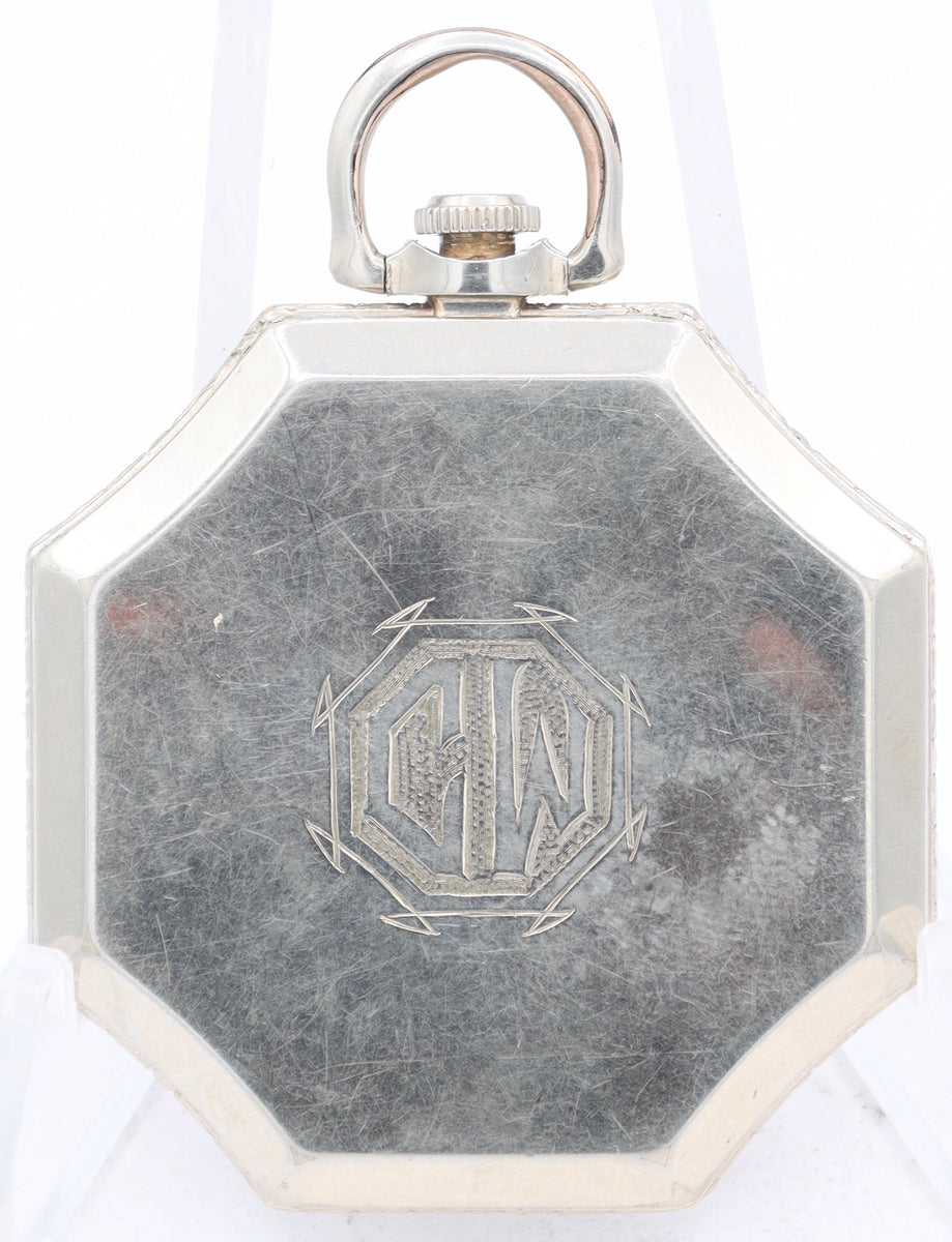 Antique 12 Size Hamilton Octagonal Pocket Watch 912 14k White Gold Fil ...