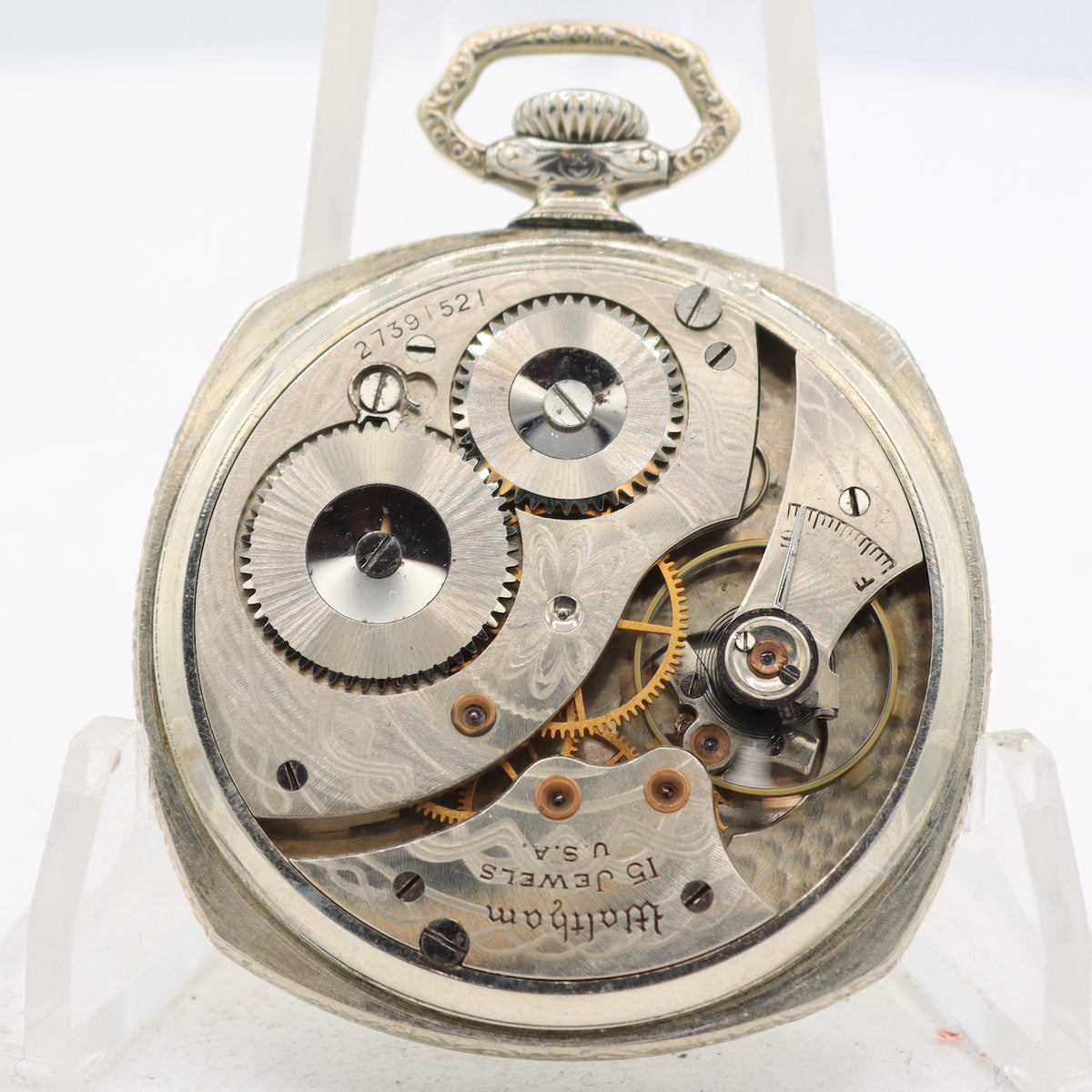 Vintage 12s 1931 Waltham Pinstriped Cushion 15 Jewel Pocket Watch 220 ...