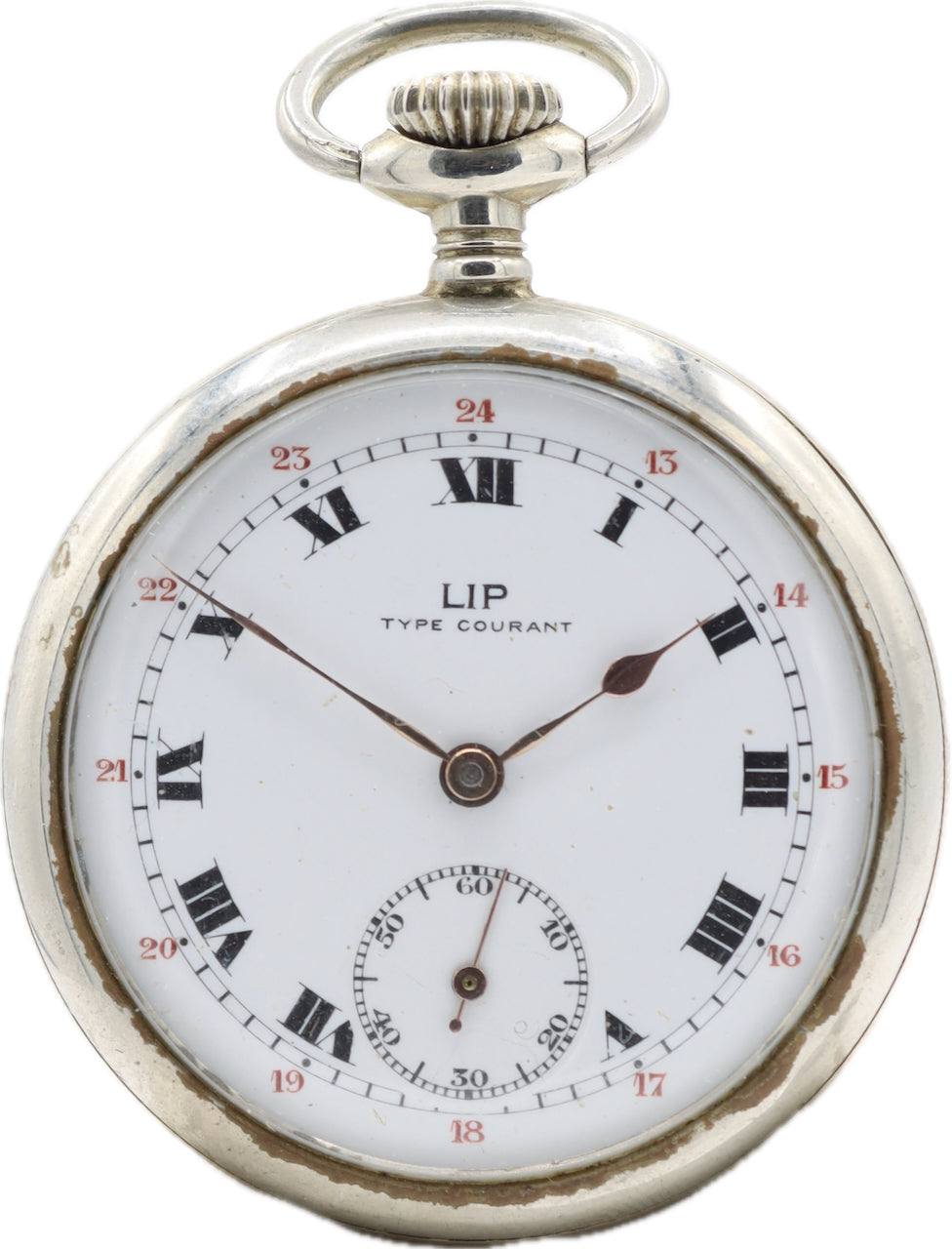 Antique 9 Size Lip Type Courant Mechanical Open Face Pocket Watch Sunb ...