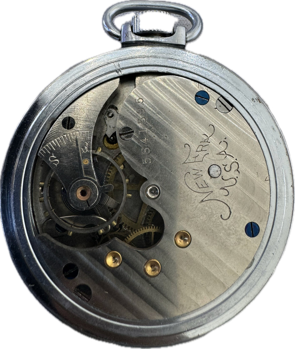 Antique New Era Pinstriped Multi color Mechanical Pocket Watch Chrome ...