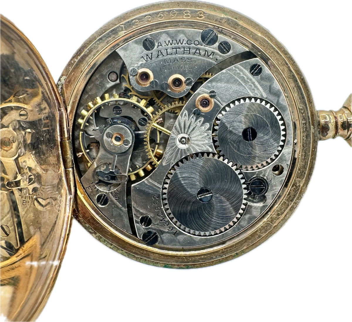 Antique 0S Waltham Fancy Hunter Pocket Watch No. 165 14k TriColor Gold ...
