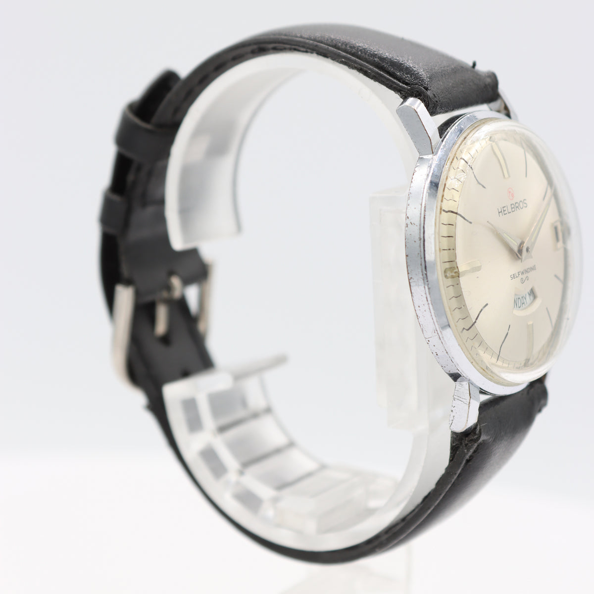 Vintage 34mm Helbros Day Date Men's Automatic Wristwatch Germany Base ...