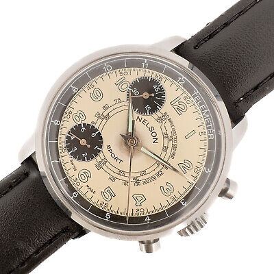 Vintage Nelson Panda Dial Men's Basic Chronograph Wristwatch Swiss Mad ...