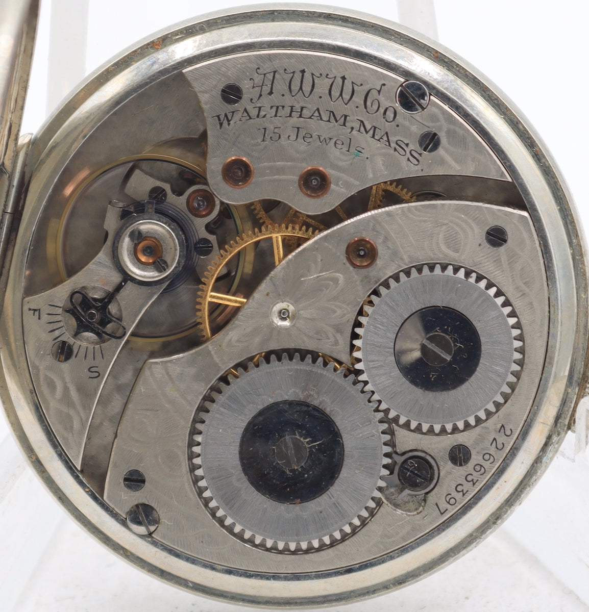Antique 12s 1919 Waltham Trophy Pocket Watch 220 25 Year White GF USA ...