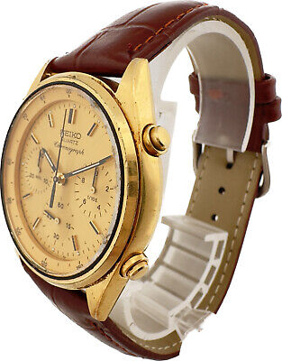 Vintage Seiko Men's Quartz Chronograph Wristwatch 7A28-7029 Gold Tone – thewatchpreserve