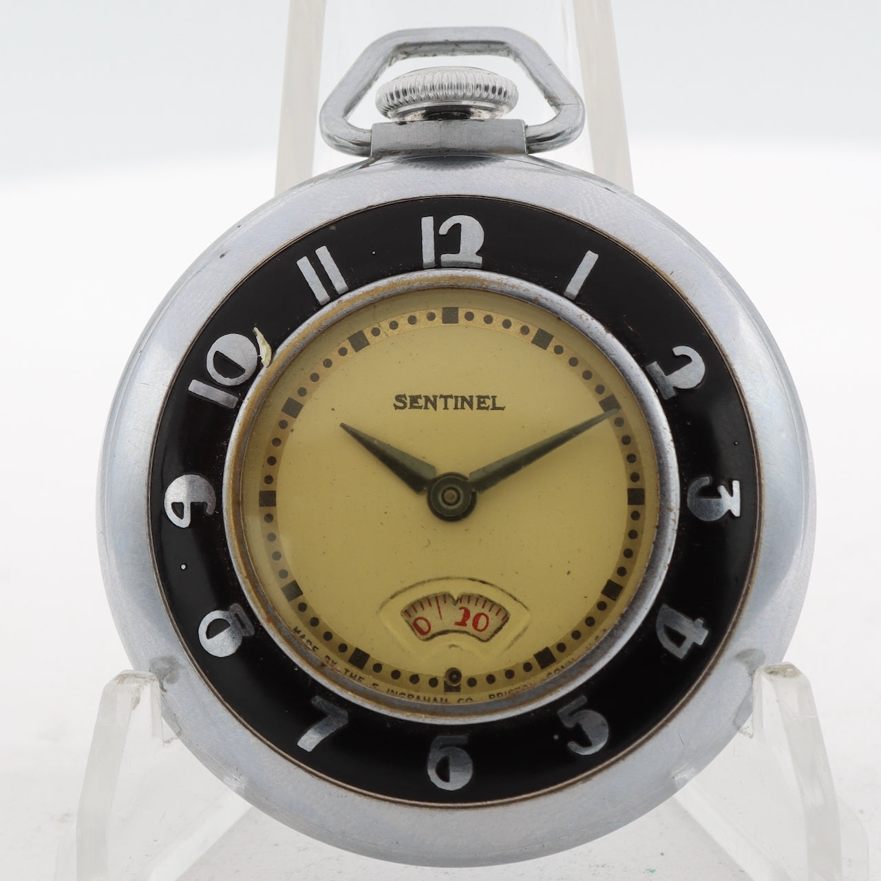 Antique 50.5mm Sentinel Secometer Open Face Pocket Watch Chrome Plated ...