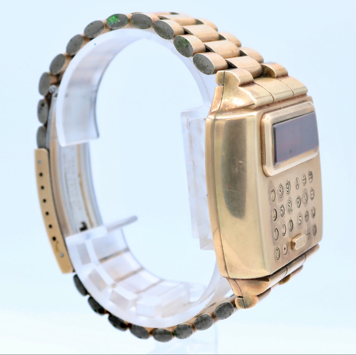 40mm Pulsar Calculator Men's Digital LED Wristwatch USA14k Gold Filled ...