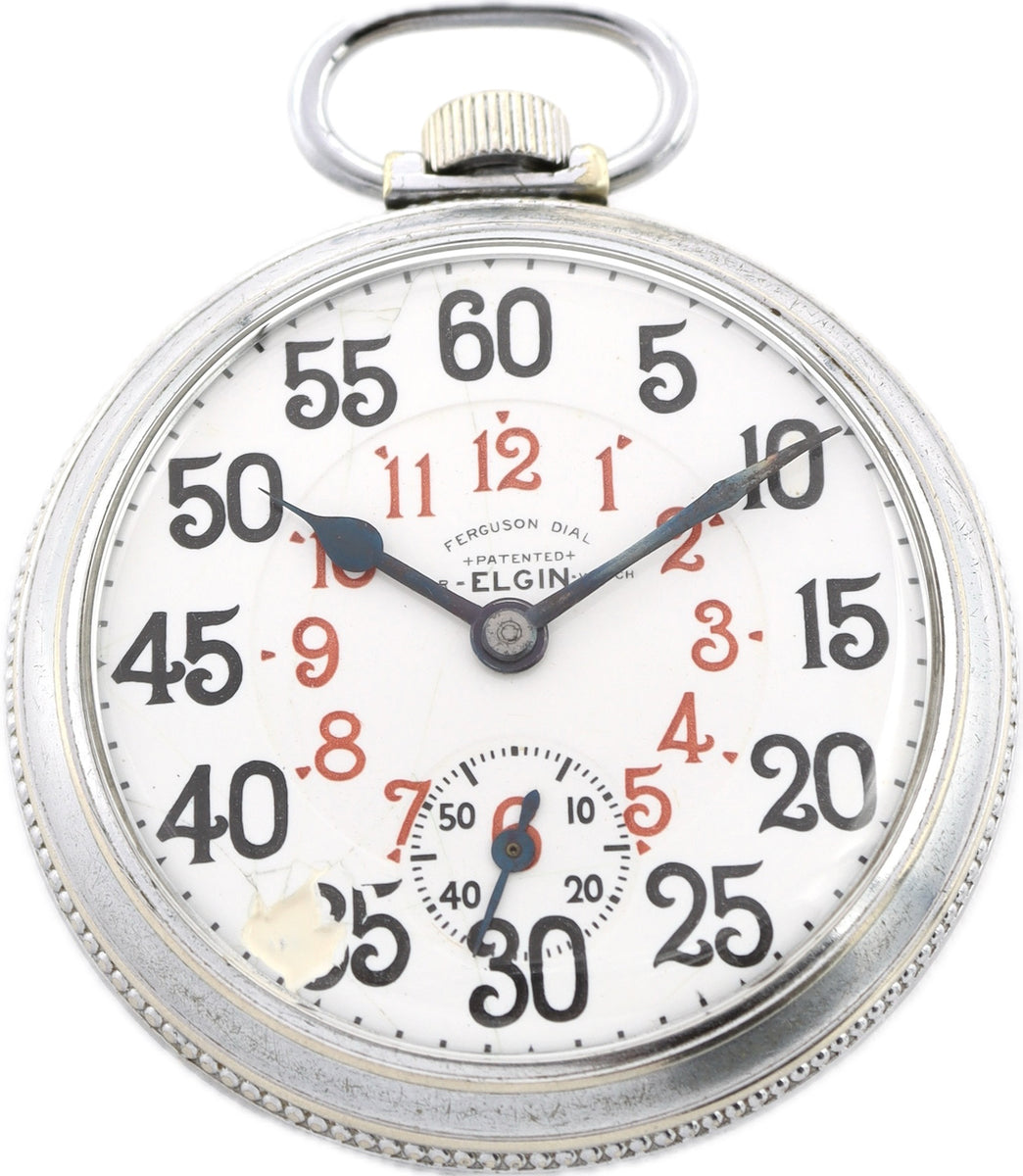 Antique 18S Elgin B.W. Raymond w Ferguson Dial Railroad Pocket Watch 2 ...