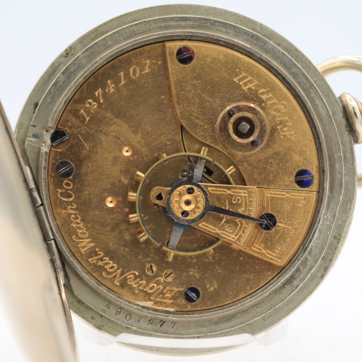 Antique 18 Size Elgin Key Wind Pocket Watch Grade 7 Nickel Silver USA ...