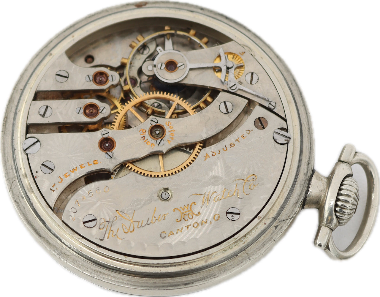 Antique 16 Size Hampden Railroad Pocket Watch The Dueber Watch Co Silv ...