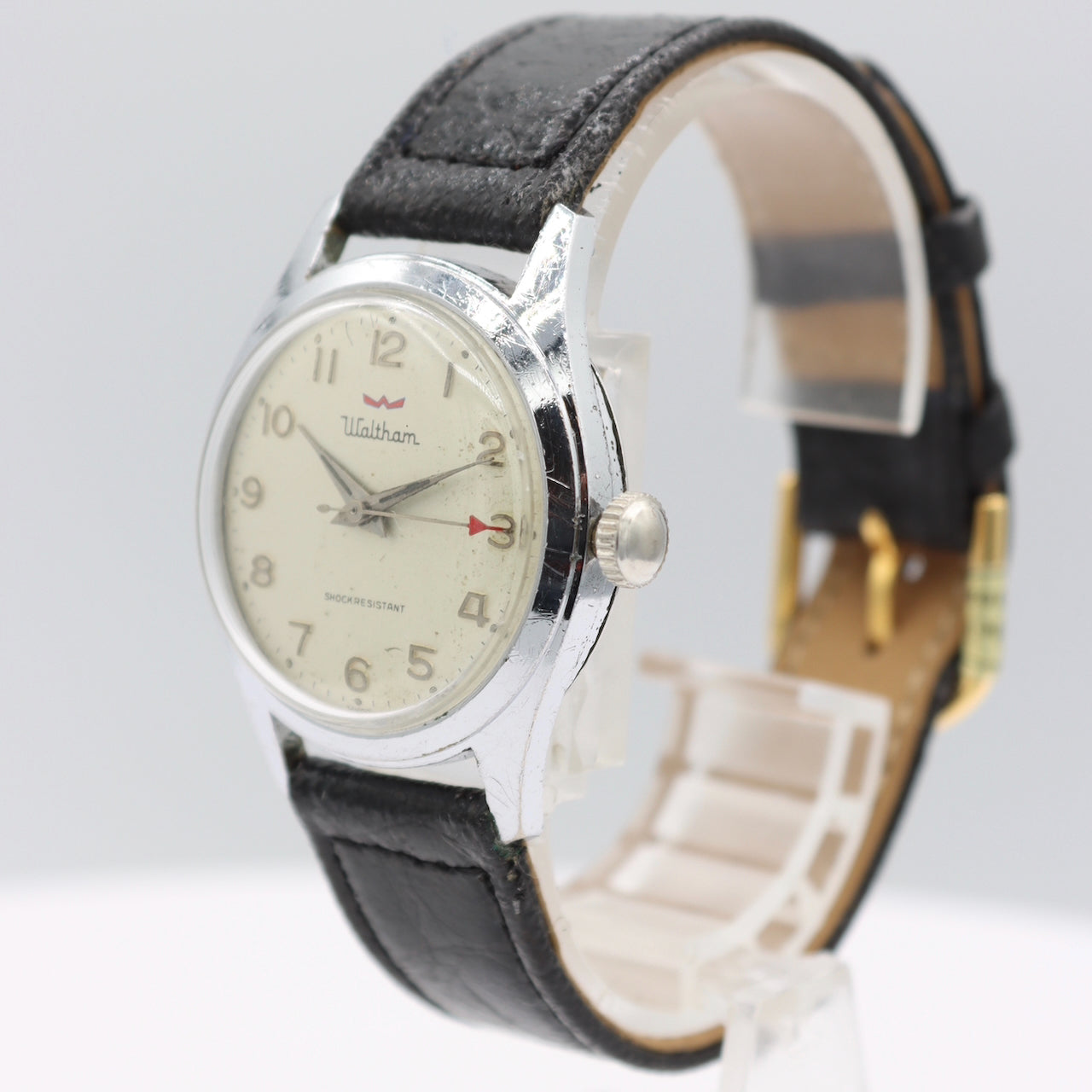 Vintage 30mm Waltham Men's Mechanical Wristwatch Swiss Made Chrome Pla ...