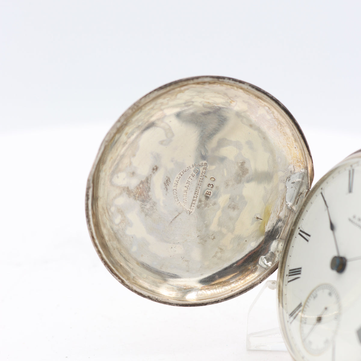 Antique 18s 1880 Waltham Engraved Hunter Pocket Watch Wm. Ellery Sterl ...