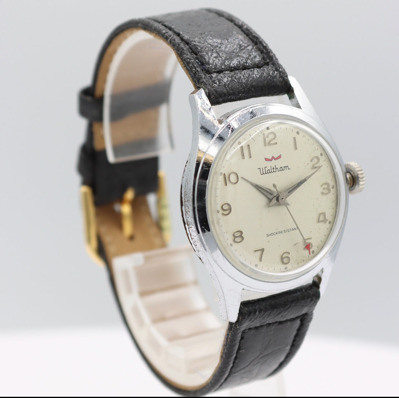 Vintage 30mm Waltham Men's Mechanical Wristwatch Swiss Made Chrome Pla ...