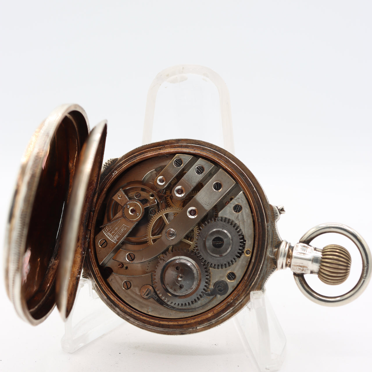 Antique 16 Size Remontoir Box Hinge Mechanical Hunter Pocket Watch .80 ...