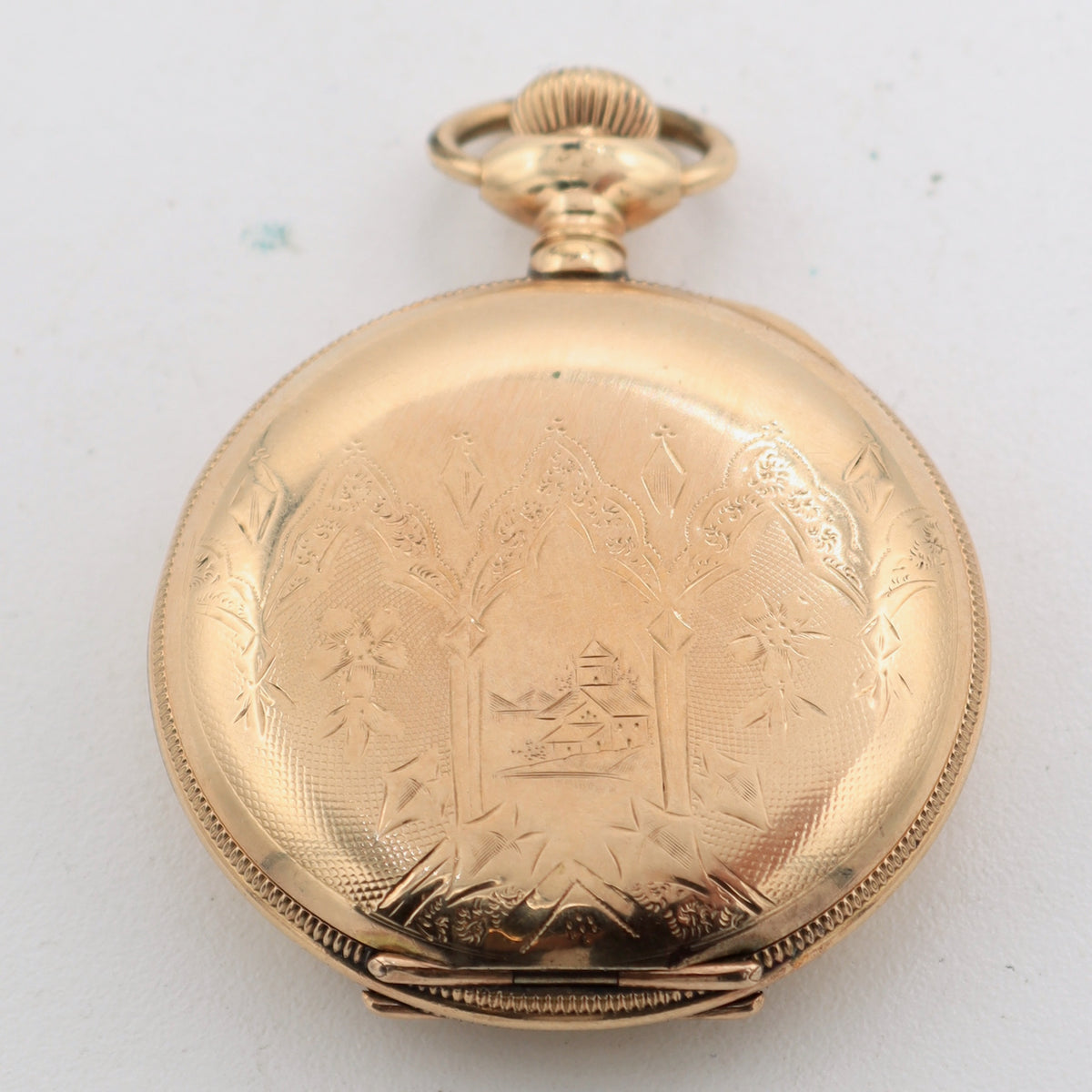 Antique 0s 1900 Waltham Farmhouse Engraving Hunter Pocket Watch Seasid ...