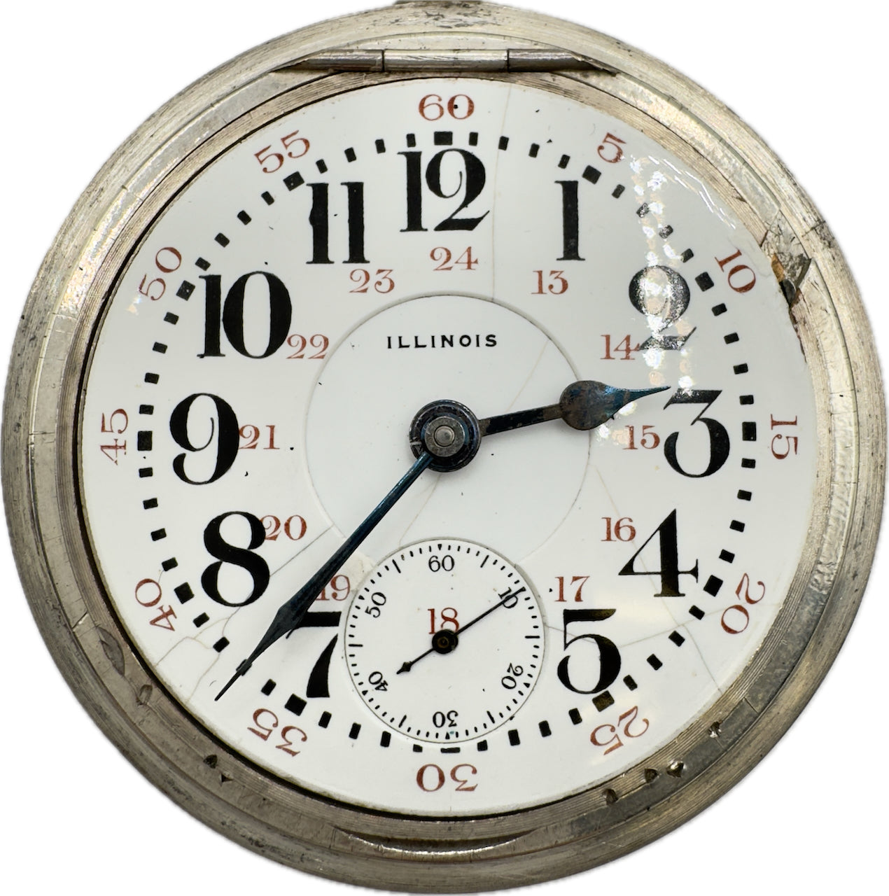 Antique 18S Illinois Canadian Dial Model 6 Railroad Pocket Watch Bunn ...