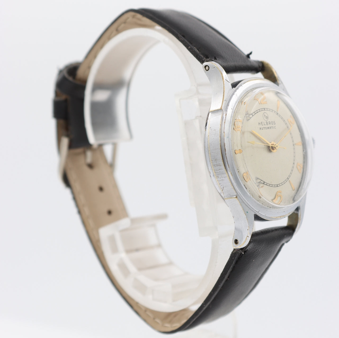 Vintage 32mm Helbros 8601 Men's Bumper Automatic Wristwatch Swiss Stee ...