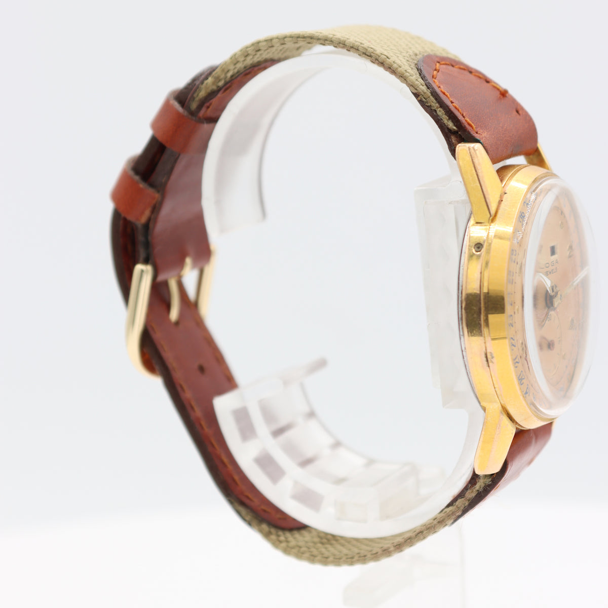 Vintage 34mm Eloga Triple Calendar 17 Jewel Men's Mechanical Wristwatc ...