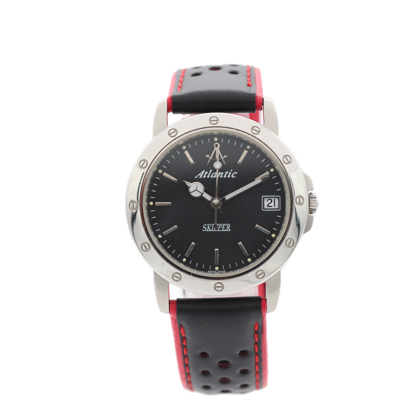 34mm Atlantic 3404 Skipper Men's Automatic Wristwatch Swiss Stainless ...