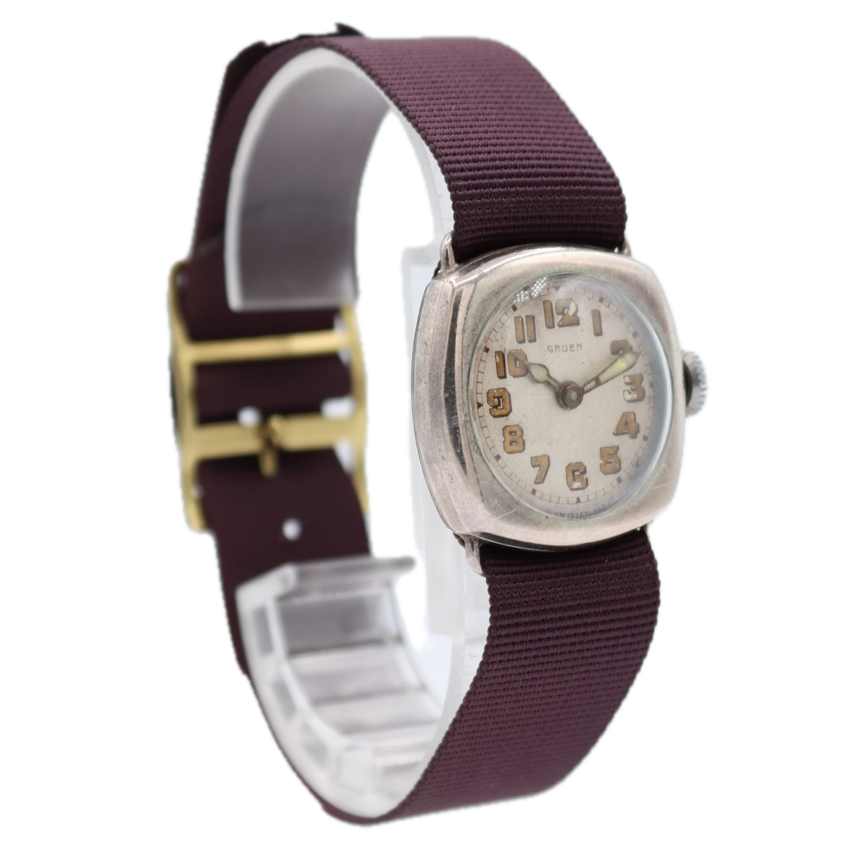 Vintage Gruen Wire Lug Ladies Mechanical Wristwatch Swiss Silver Trenc ...