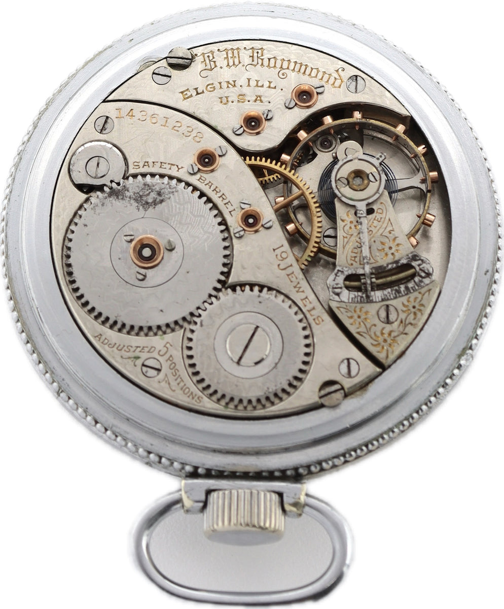 Antique 18S Elgin B.W. Raymond w Ferguson Dial Railroad Pocket Watch 2 ...