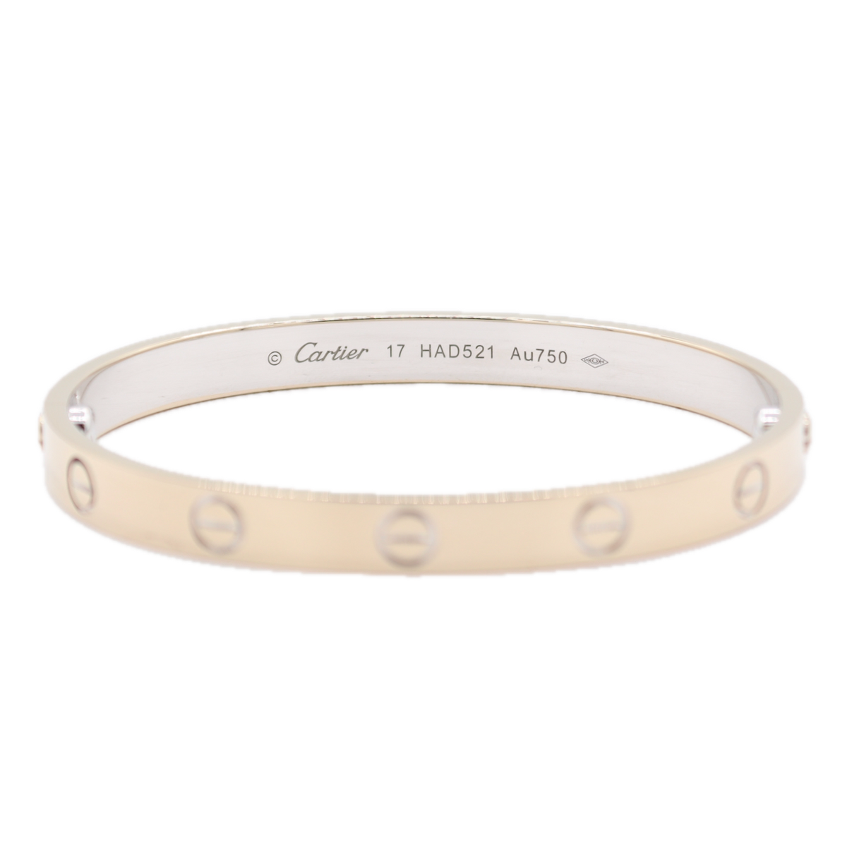 17cm Cartier LOVE Ladies Bracelet 18k White Gold W/Box and W. Gold Scr ...