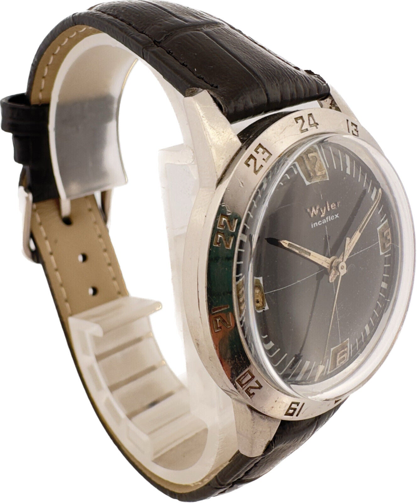 Vintage Wyler 1976-11620 Men's Mechanical Wristwatch Steel Crosshair S ...