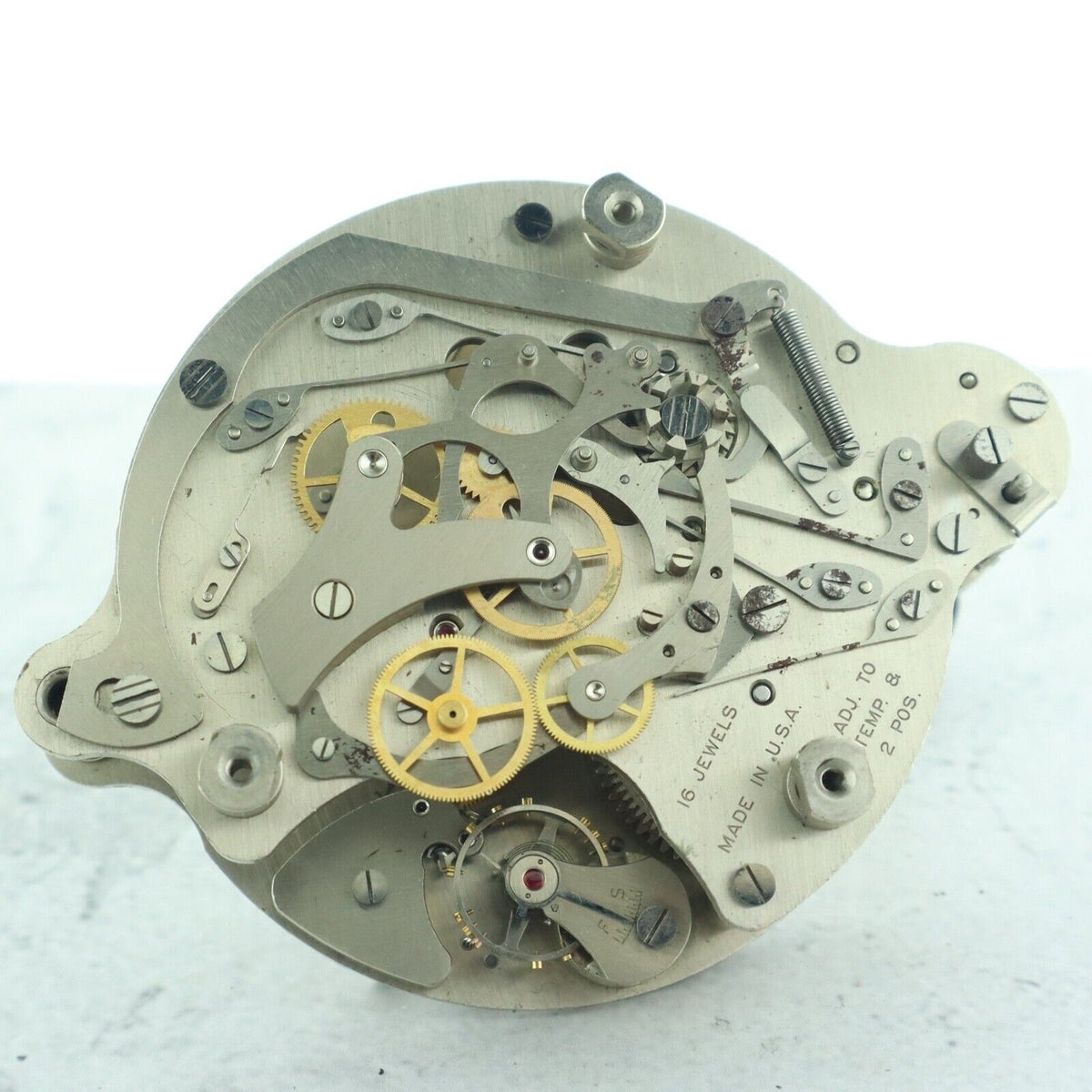 Vintage Hamilton Elgin Civil Date 37500 Chronograph Aircraft Clock Mov ...