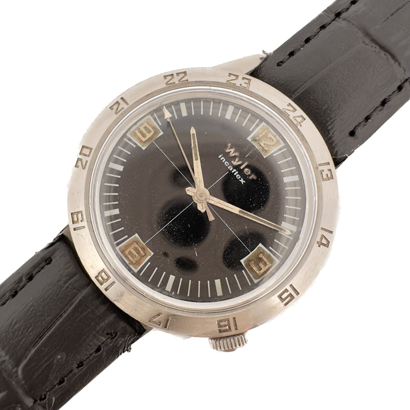 Vintage Wyler 1976-11620 Men's Mechanical Wristwatch Steel Crosshair S ...