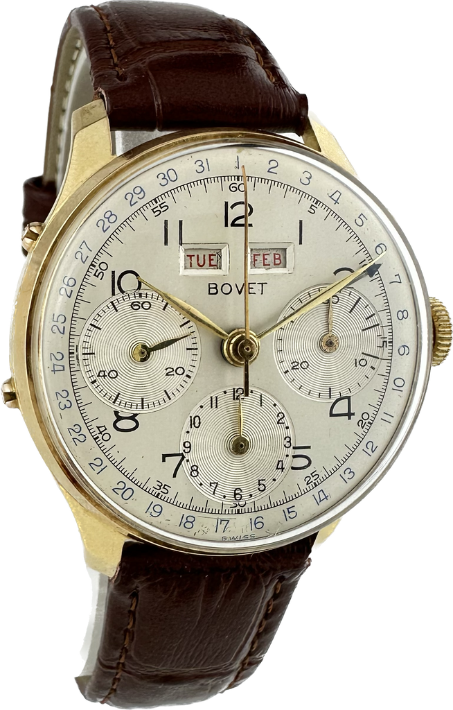 Vintage Bovet Men's Triple Date Chronograph Watch Valjoux 72C 18k Gold ...