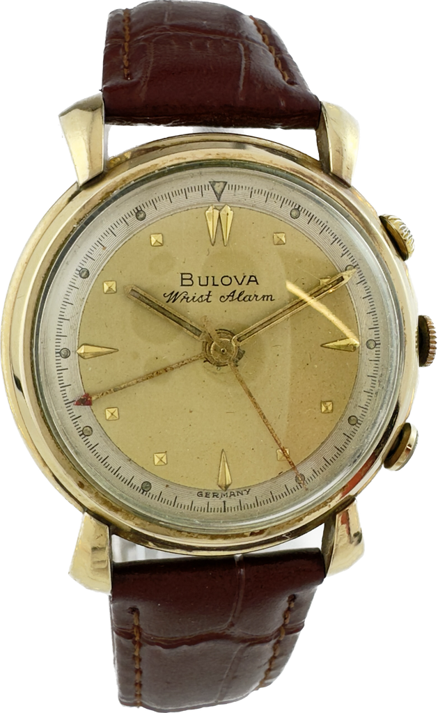 Vintage Bulova Wrist Alarm Men's Mechanical Wristwatch 12-B 10k Gold F ...