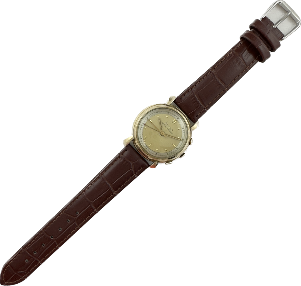 Vintage Bulova Wrist Alarm Men's Mechanical Wristwatch 12-B 10k Gold F ...