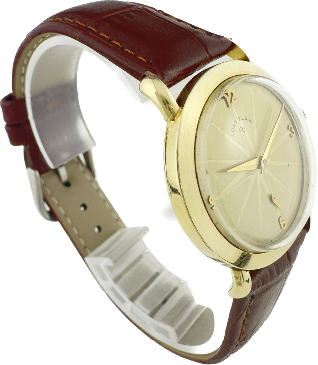 Vintage 32mm Lord Elgin 21 Jewel Men's Mechanical Wristwatch 680 14k S ...