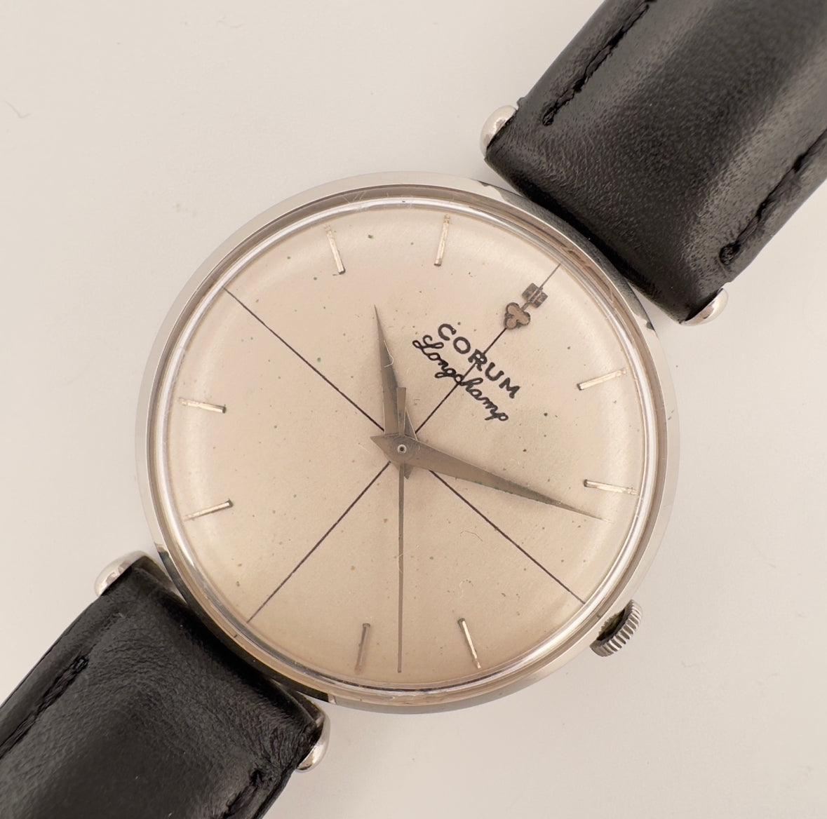 Vintage Corum Longchamp 17Jewel Men Manual Wristwatch ETA 2391 Steel w ...