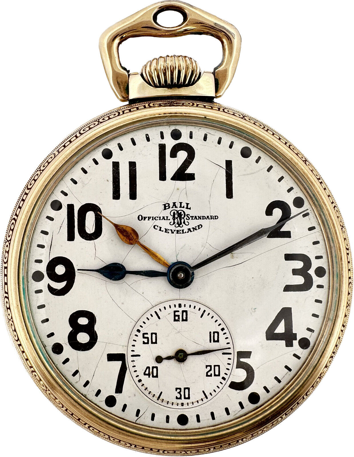 Antique 16S Ball Dual Time 21 Jewel Railroad Pocket Watch 999B 10k Gol ...