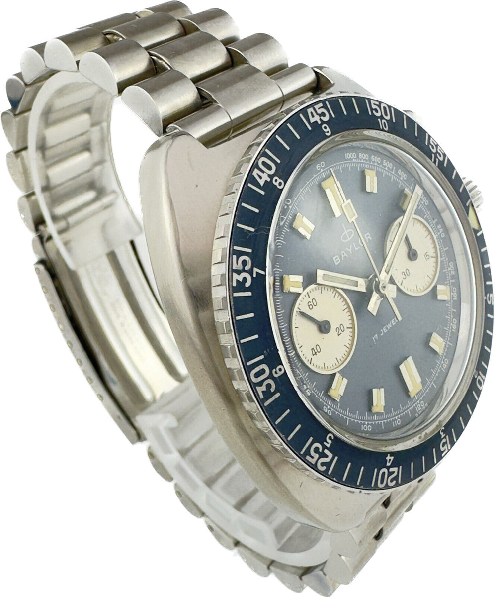 Vintage Baylor 624001 Diver Chronograph Wristwatch Landeron 149 w Blue ...