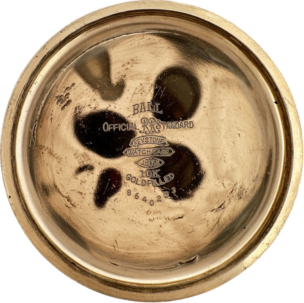 Antique 16S Ball Dual Time 21 Jewel Railroad Pocket Watch 999B 10k Gol ...