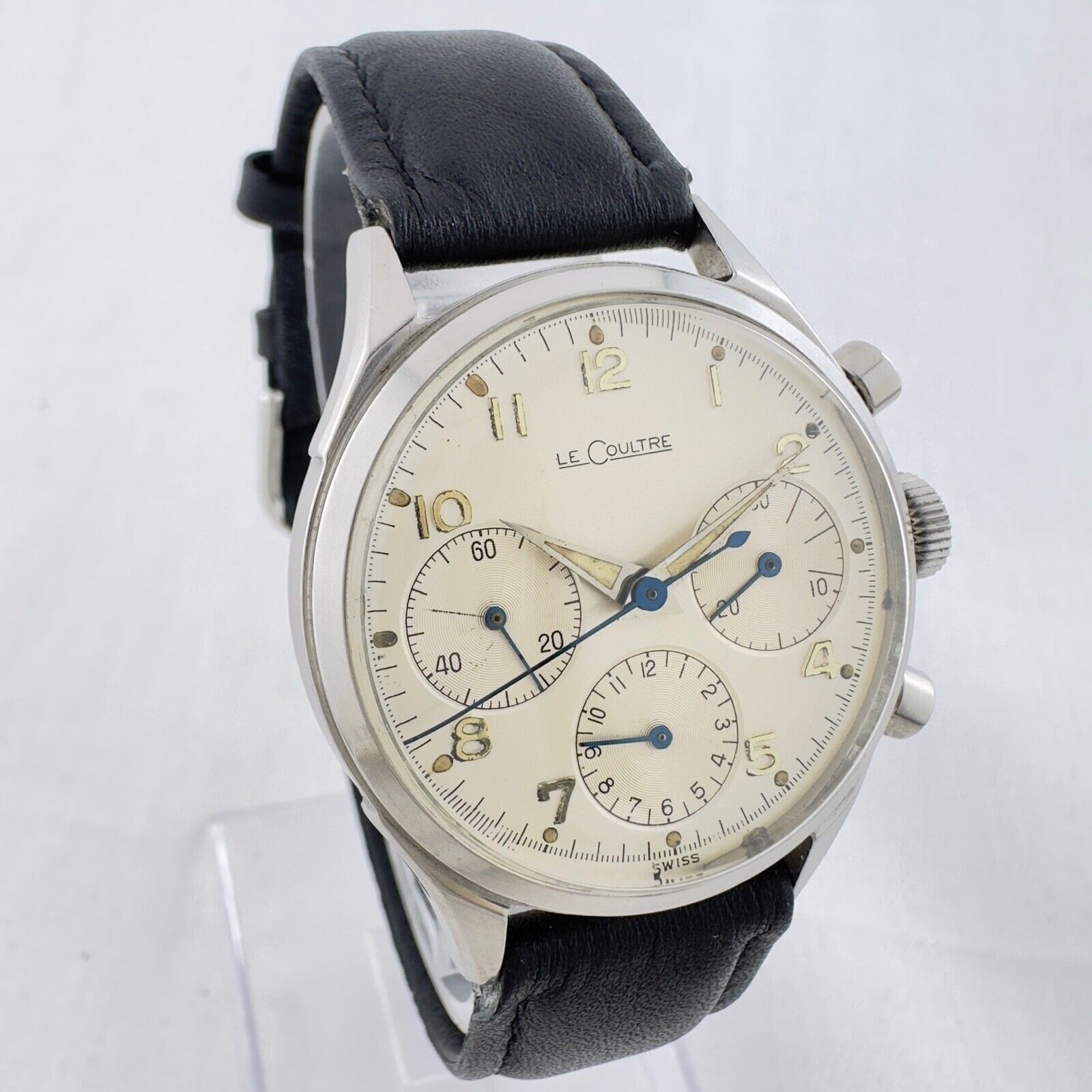Vintage LeCoultre Men's Chronograph Wristwatch Valjoux 72 Swiss Stainl ...