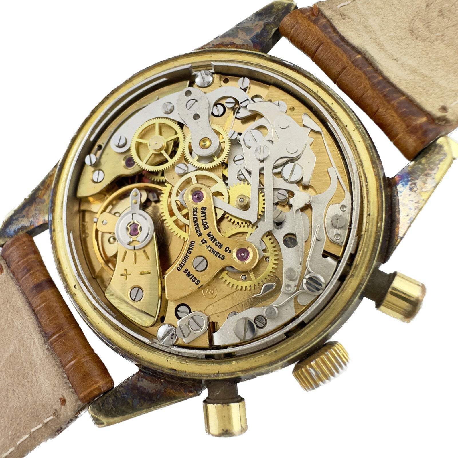 Vintage Baylor Chronograph Wristwatch Landeron 149 Swiss Round wConcav ...