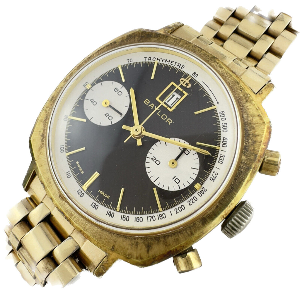 Vintage Baylor Reverse Panda Camaro Chronograph Wristwatch Landeron 18 ...