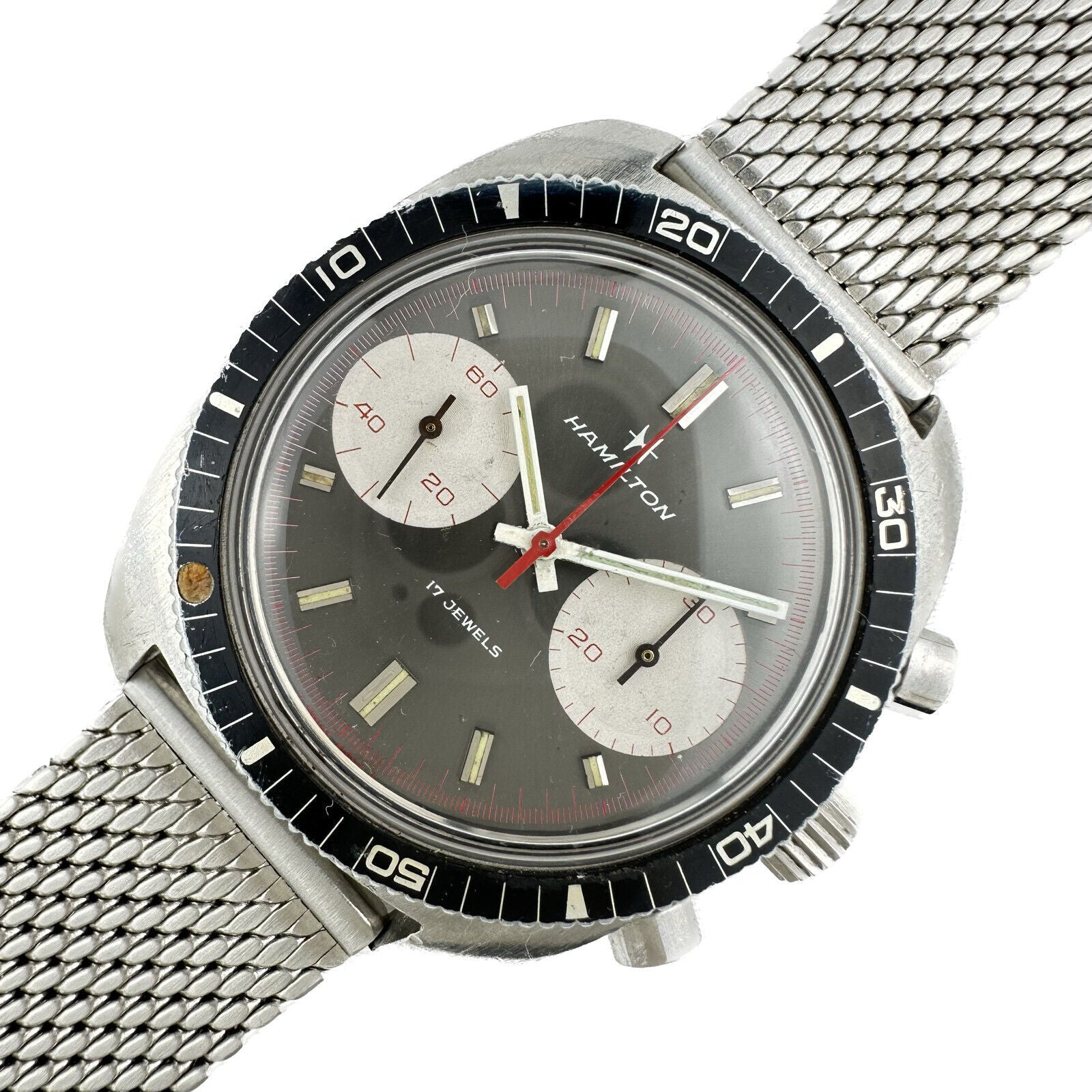 Vintage Hamilton Big Eye 647001-3 Men's Chronograph Wristwatch Valjoux ...